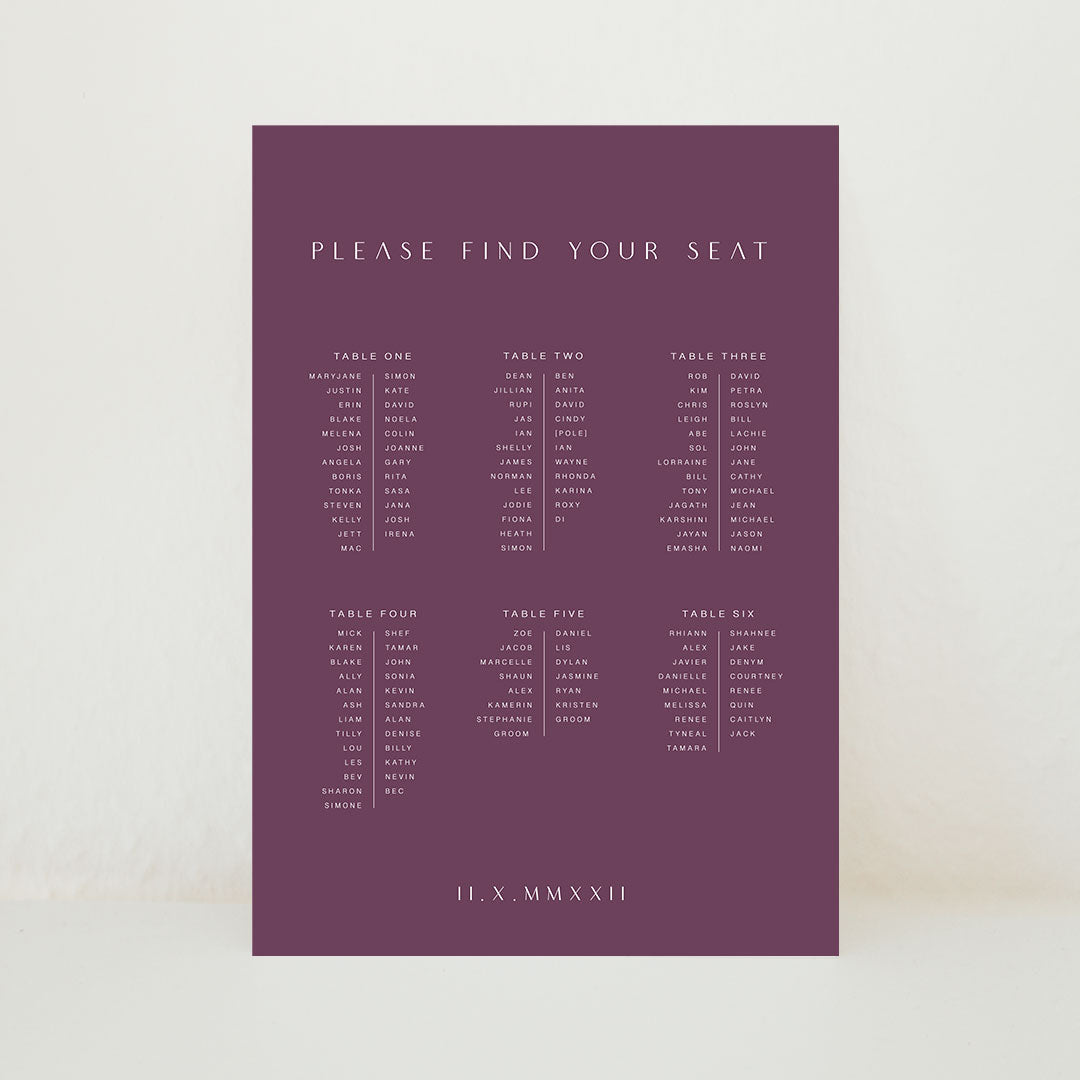 Willow - Seating Chart – Sea and Paper Creative Studio