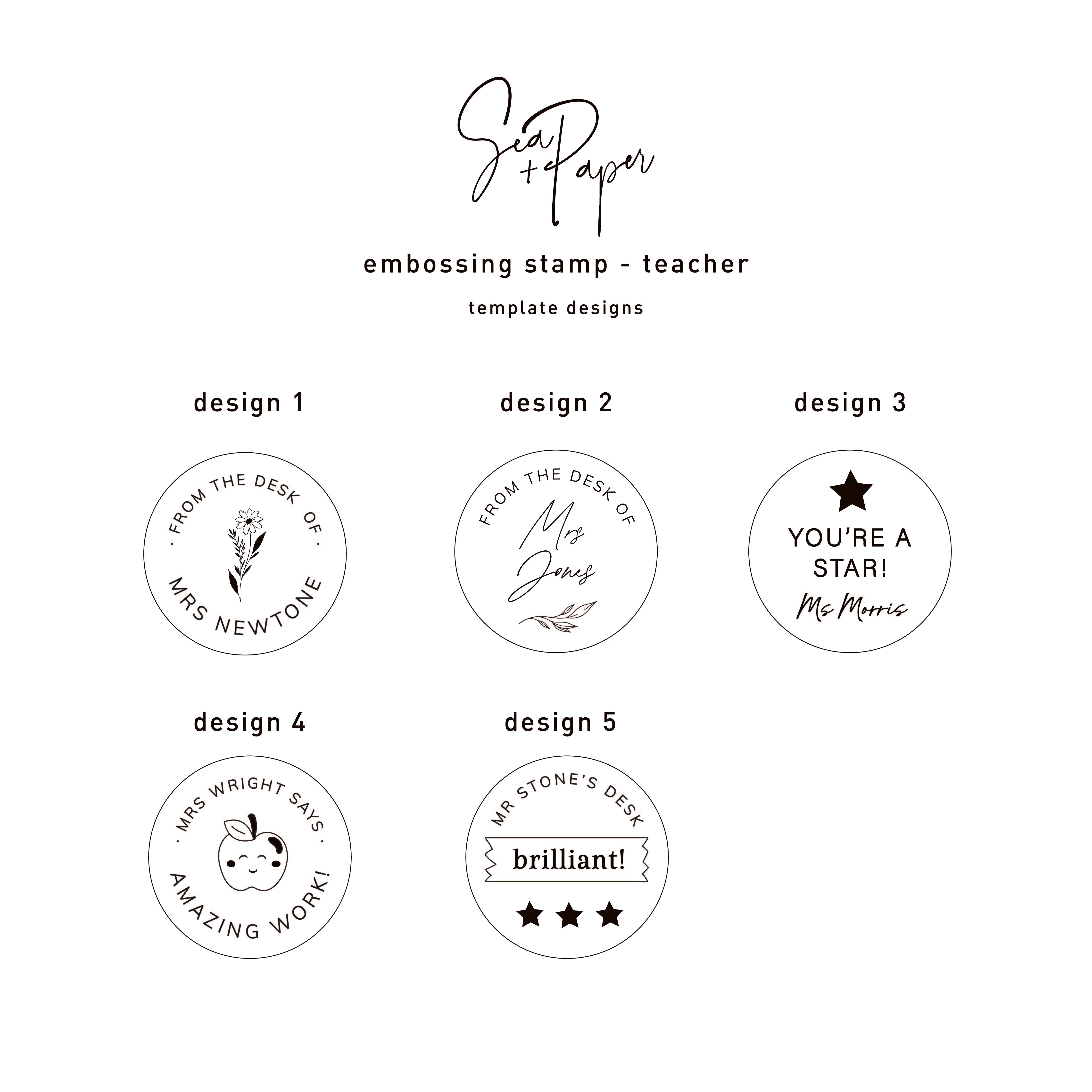 Custom Teacher Embossing Stamp – Sea and Paper Creative Studio