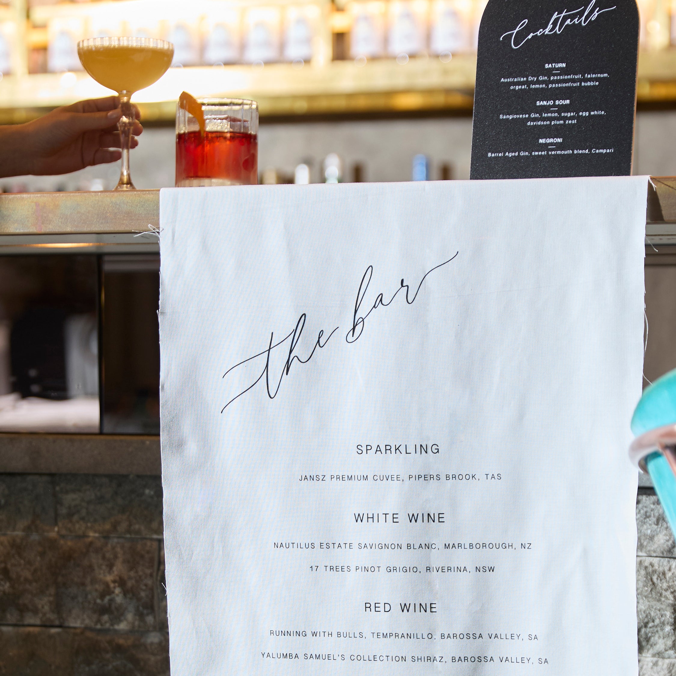 Fabric Bar Menu – Sea and Paper Creative Studio