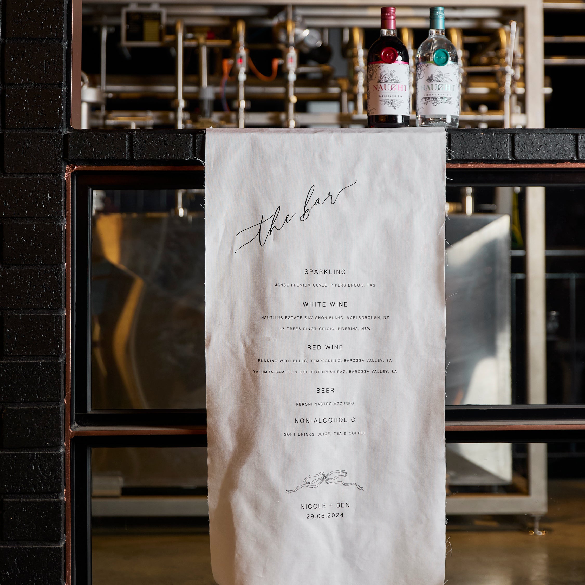 Fabric Bar Menu – Sea and Paper Creative Studio