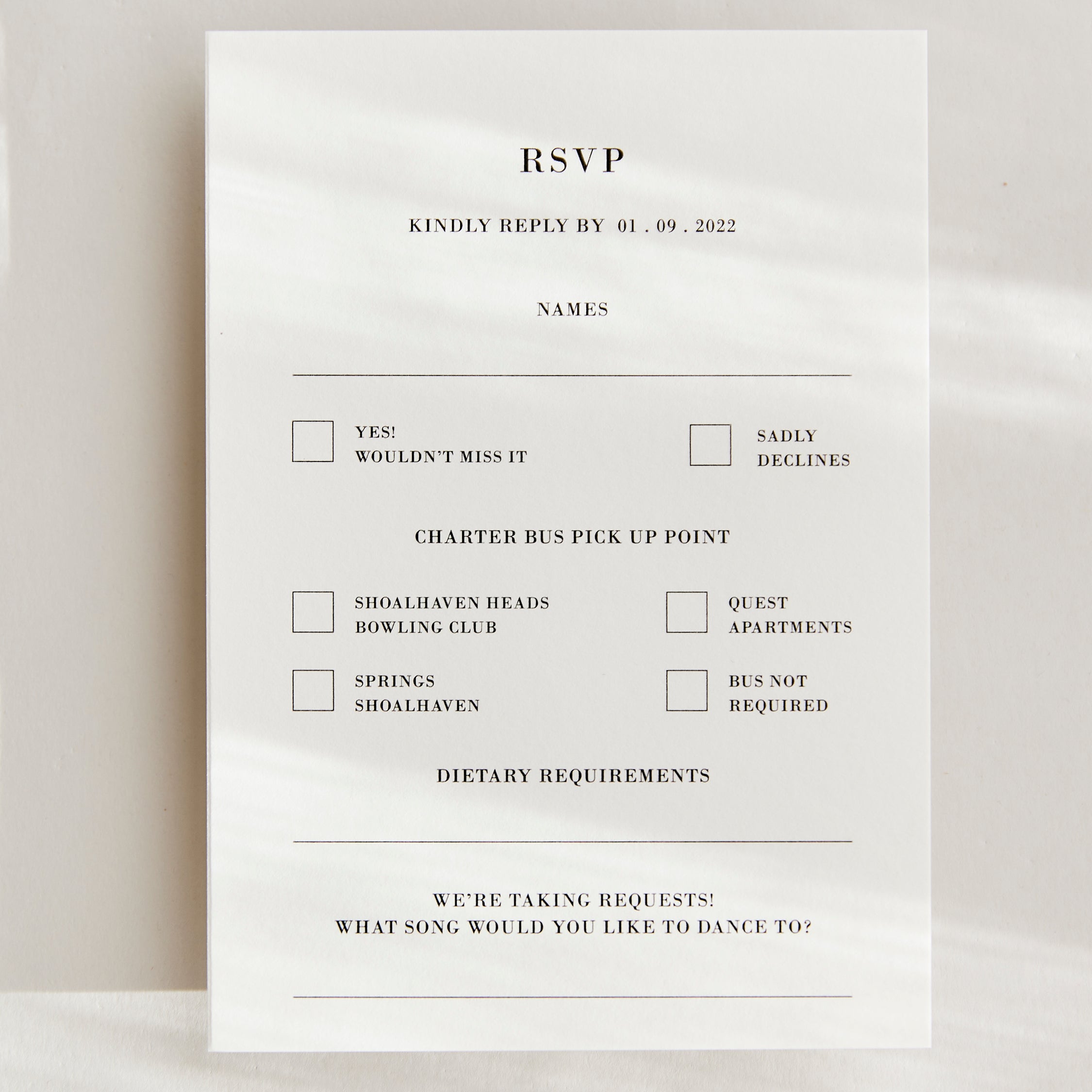 Linear - RSVP Card – Sea and Paper Creative Studio