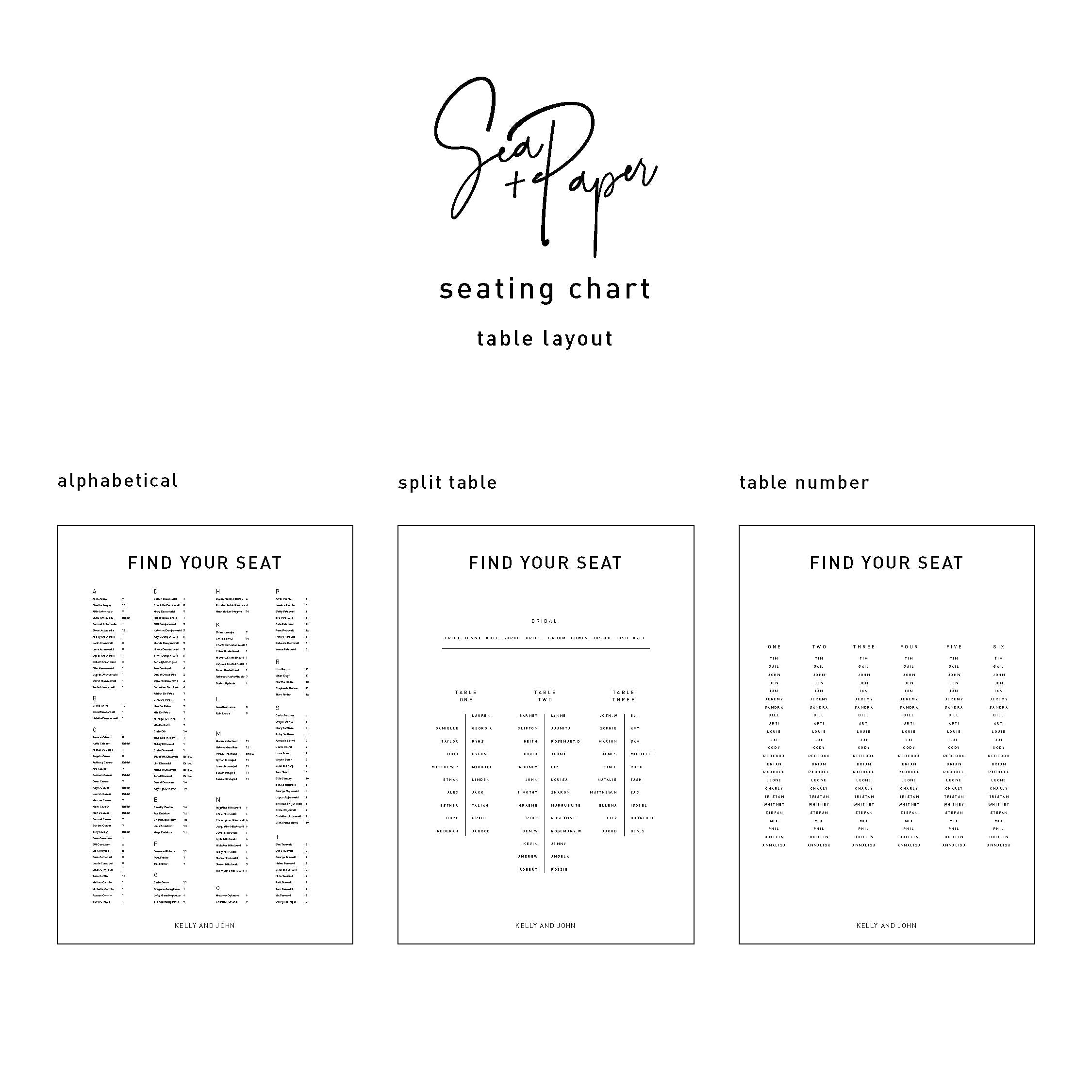 Infinity - Seating Chart – Sea and Paper Creative Studio