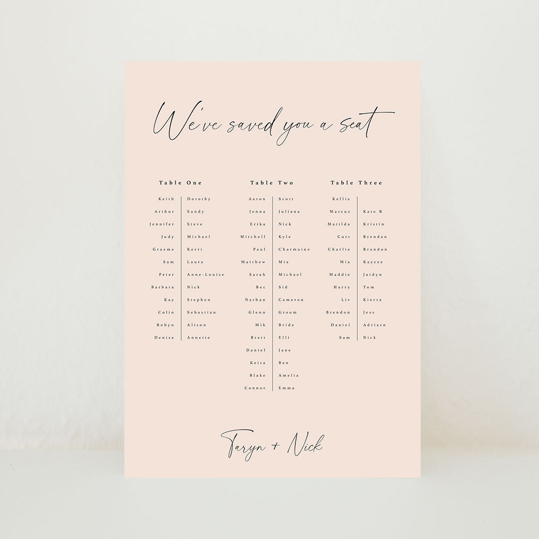 Infinity - Seating Chart – Sea and Paper Creative Studio