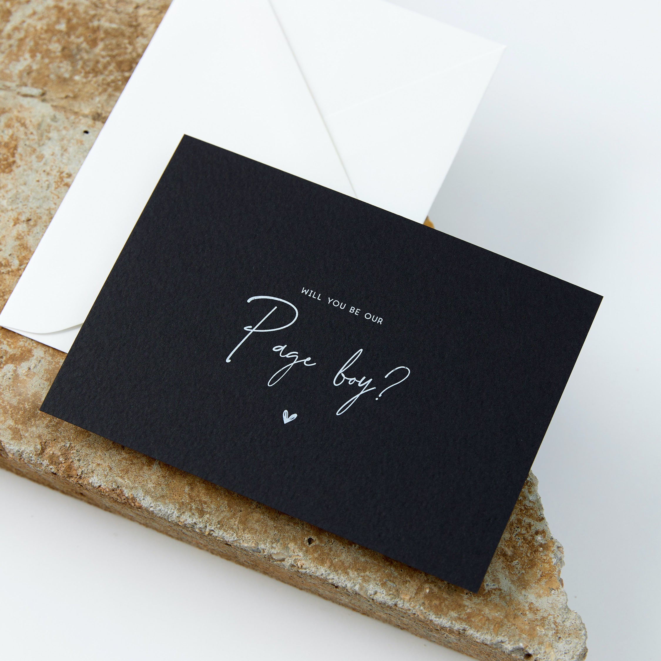 Page Boy Proposal Card - Black – Sea and Paper Creative Studio